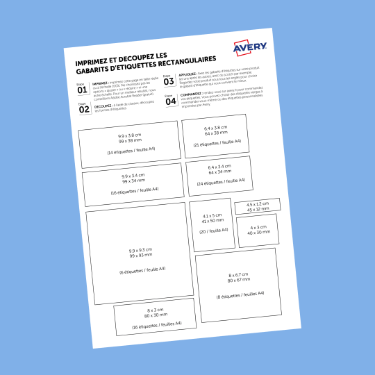 Guide de tailles pour étiquettes personnalisées | Avery