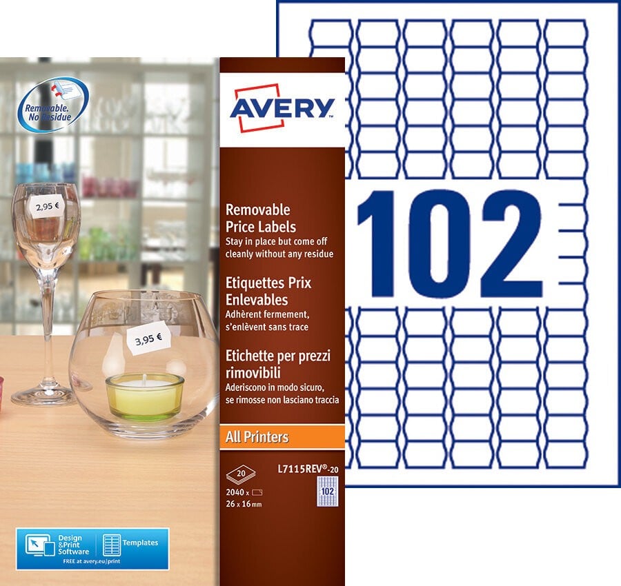 Etiquette format prix | L7115REV-20 | Avery