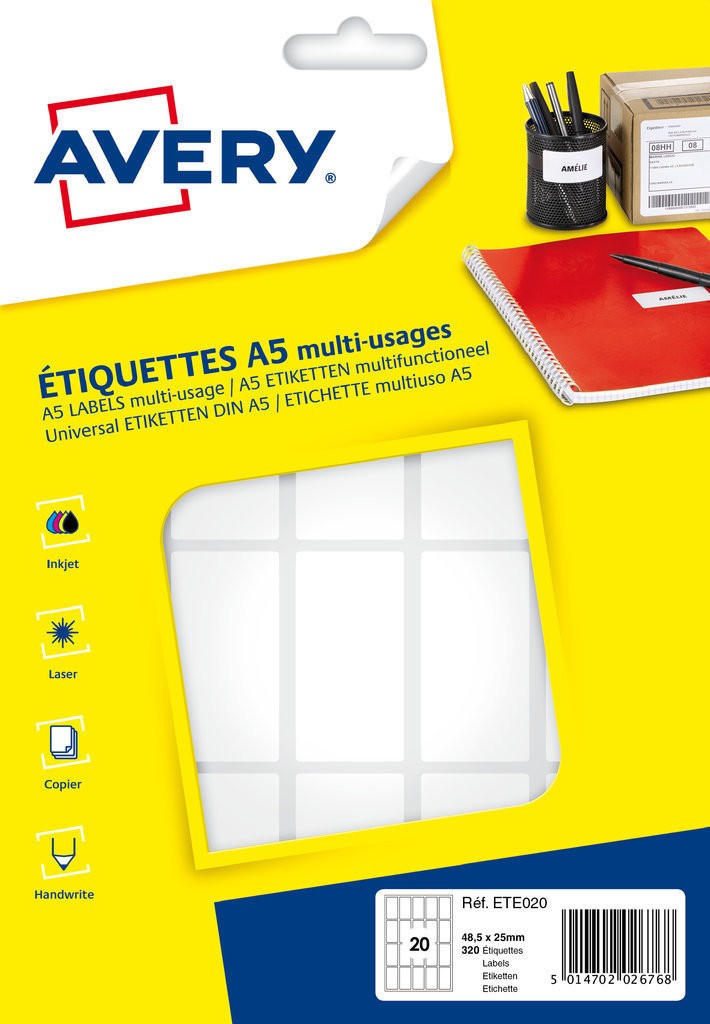Etiquettes en étuis A5 | ETE020 | Avery