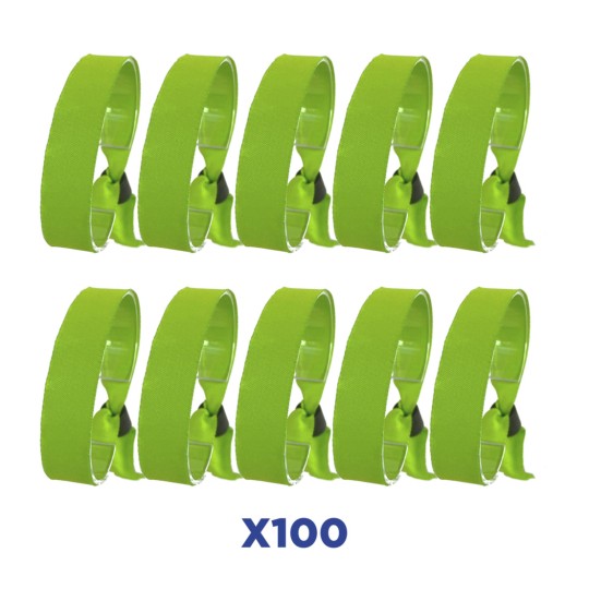 100 bracelets en tissu vert avec bague de serrage en plastique ...