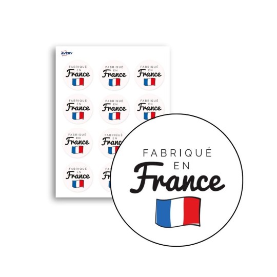 140 étiquettes Fabriqué en France rondes autocollantes en planche ...