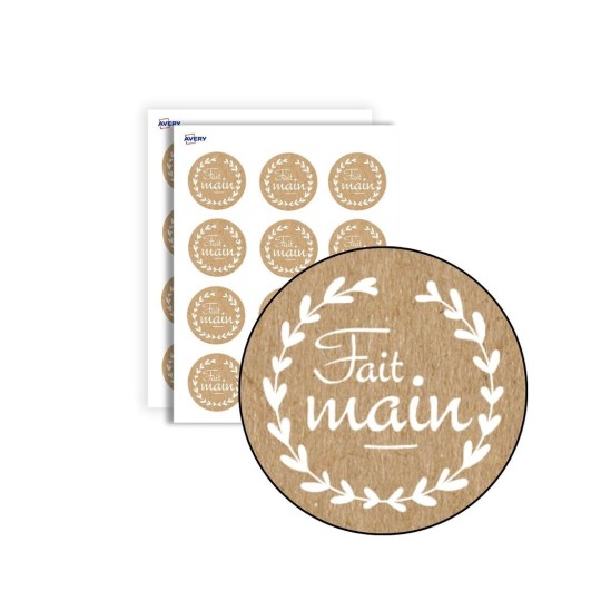 140 étiquettes Fait main rondes autocollantes en planche - papier ...